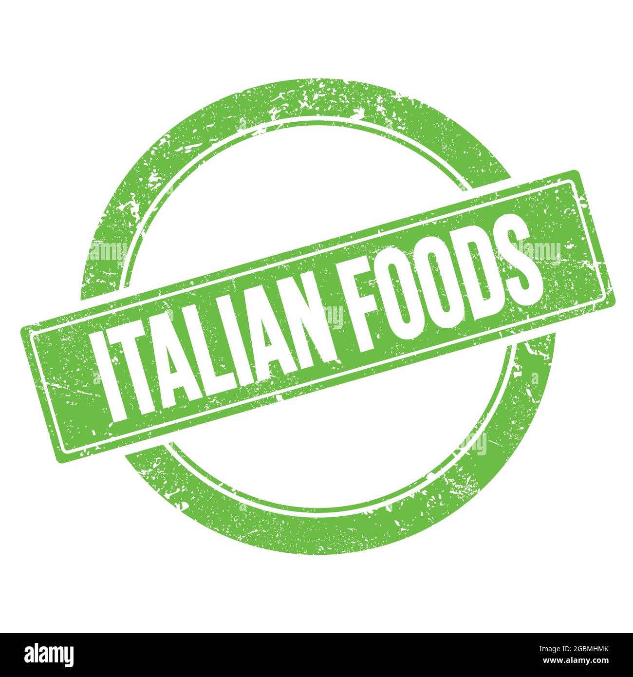 ITALIAN FOODS text on green grungy round vintage stamp Stock Photo - Alamy