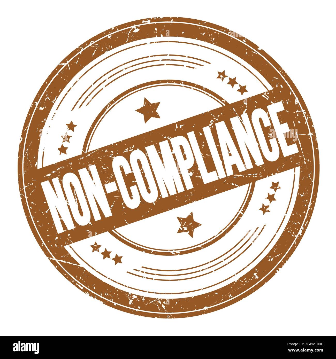 NON-COMPLIANCE text on brown round grungy texture stamp Stock Photo - Alamy