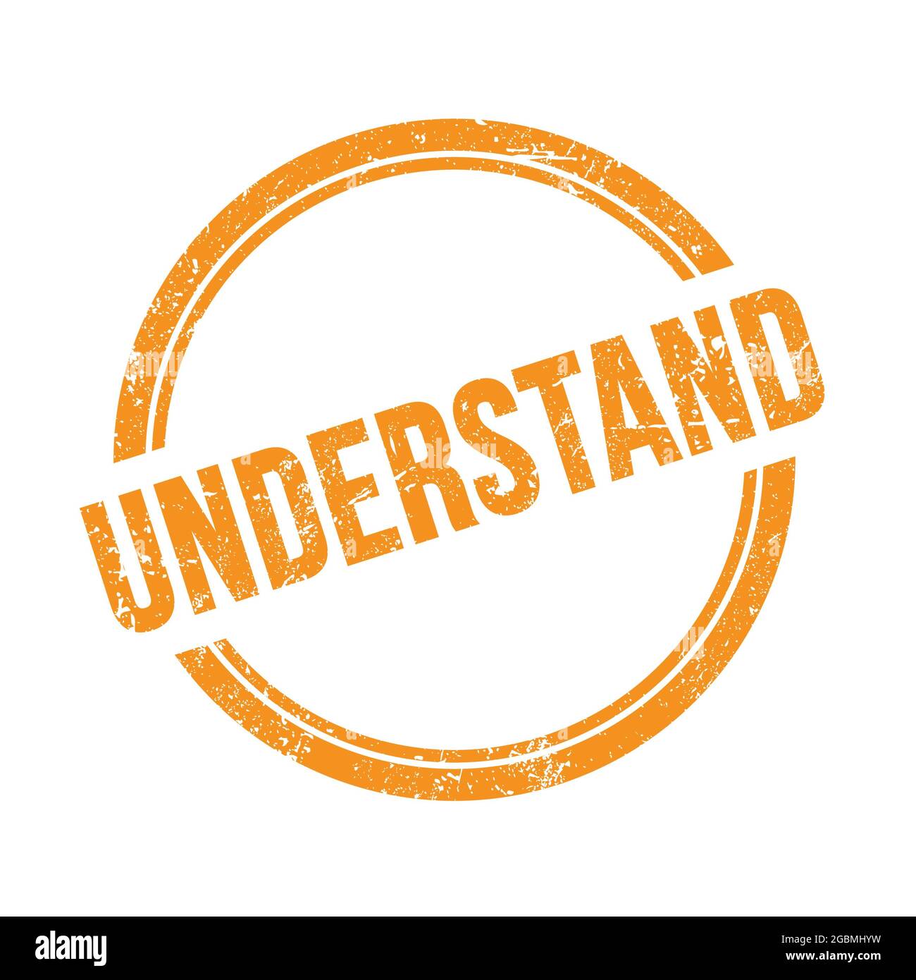 UNDERSTAND text written on orange grungy vintage round stamp Stock ...