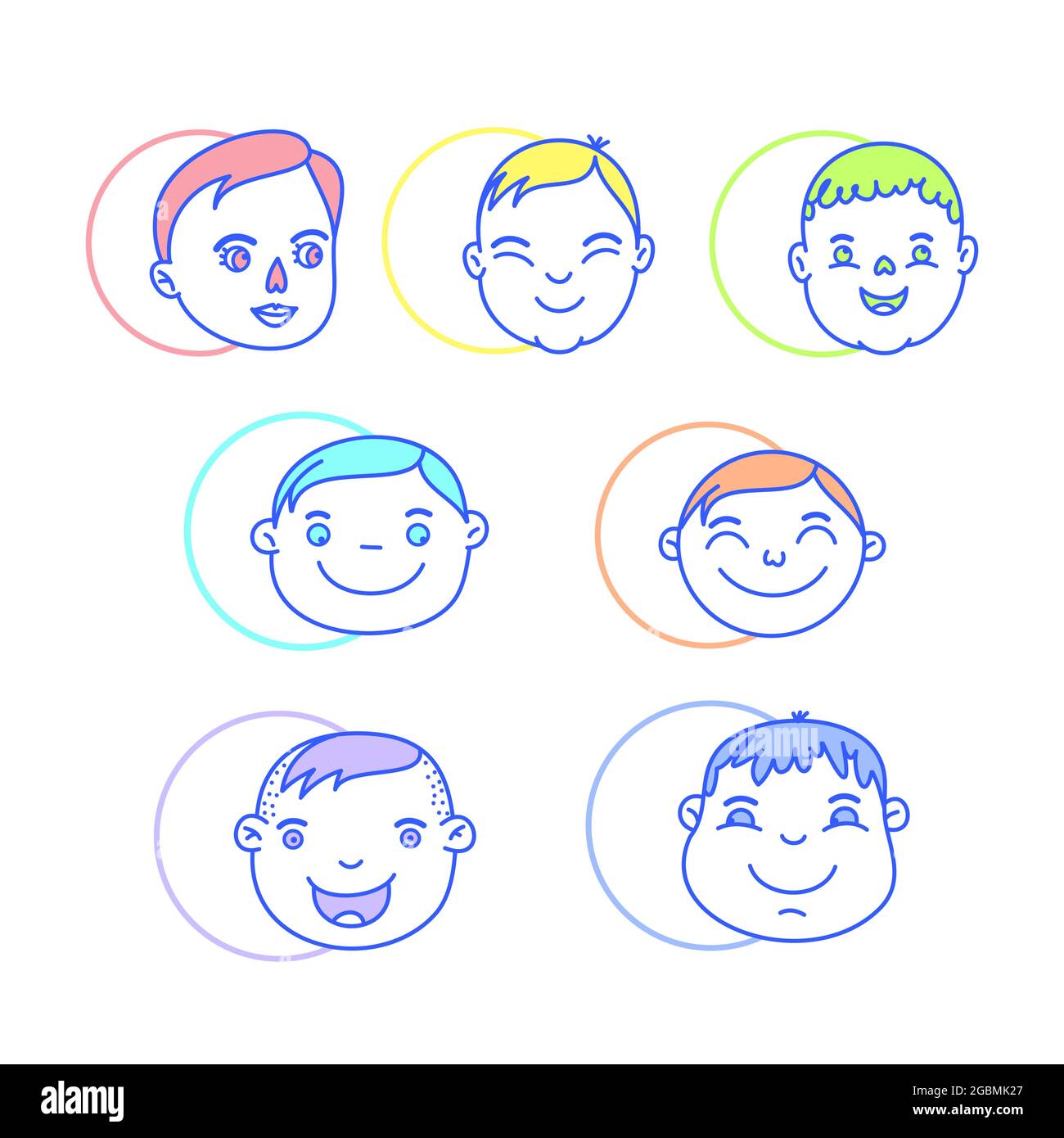 Kids baby set doodle style faces child portraits Stock Vector Image ...