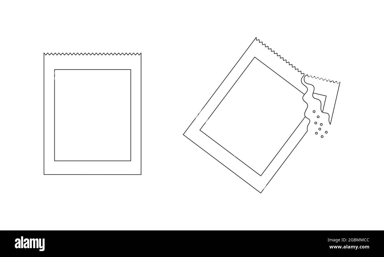 Instant powder sachets whole and torn. Packets with soluble medicine ...