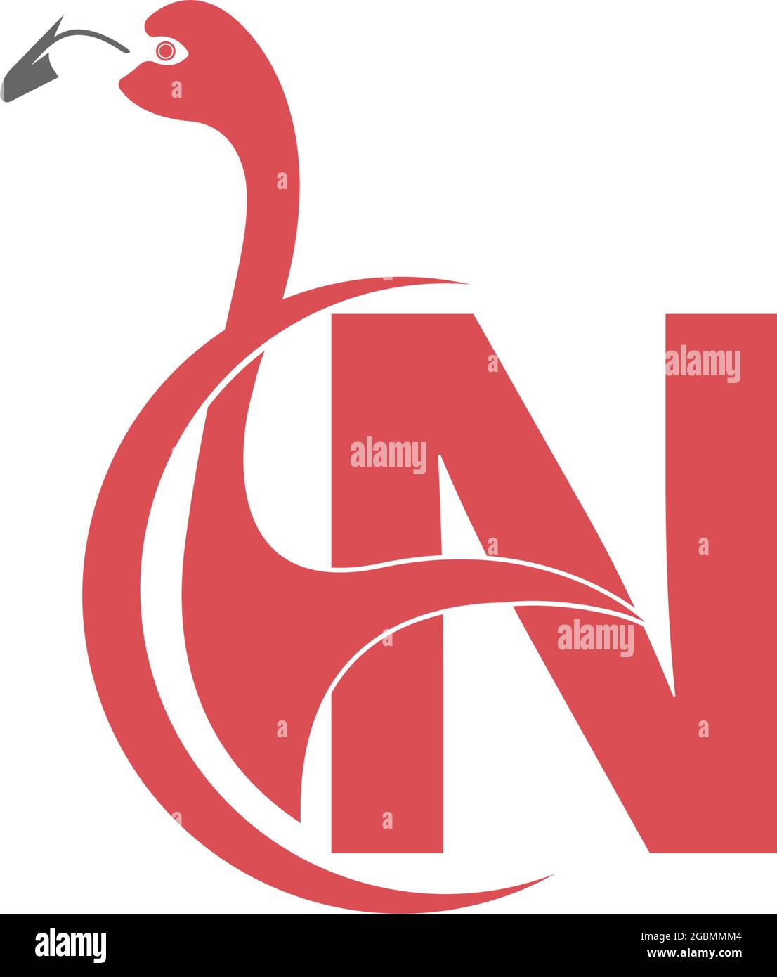 Letter N with flamingo bird icon logo vector template Stock Vector ...