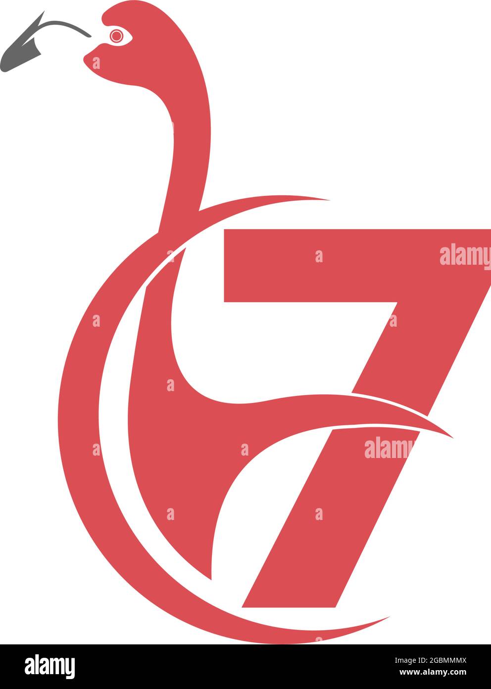 Number 7 with flamingo bird icon logo vector template Stock Vector ...