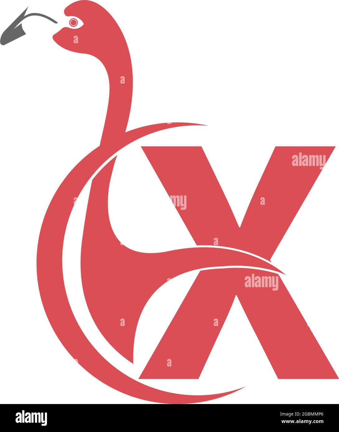 Letter X with flamingo bird icon logo vector template Stock Vector ...