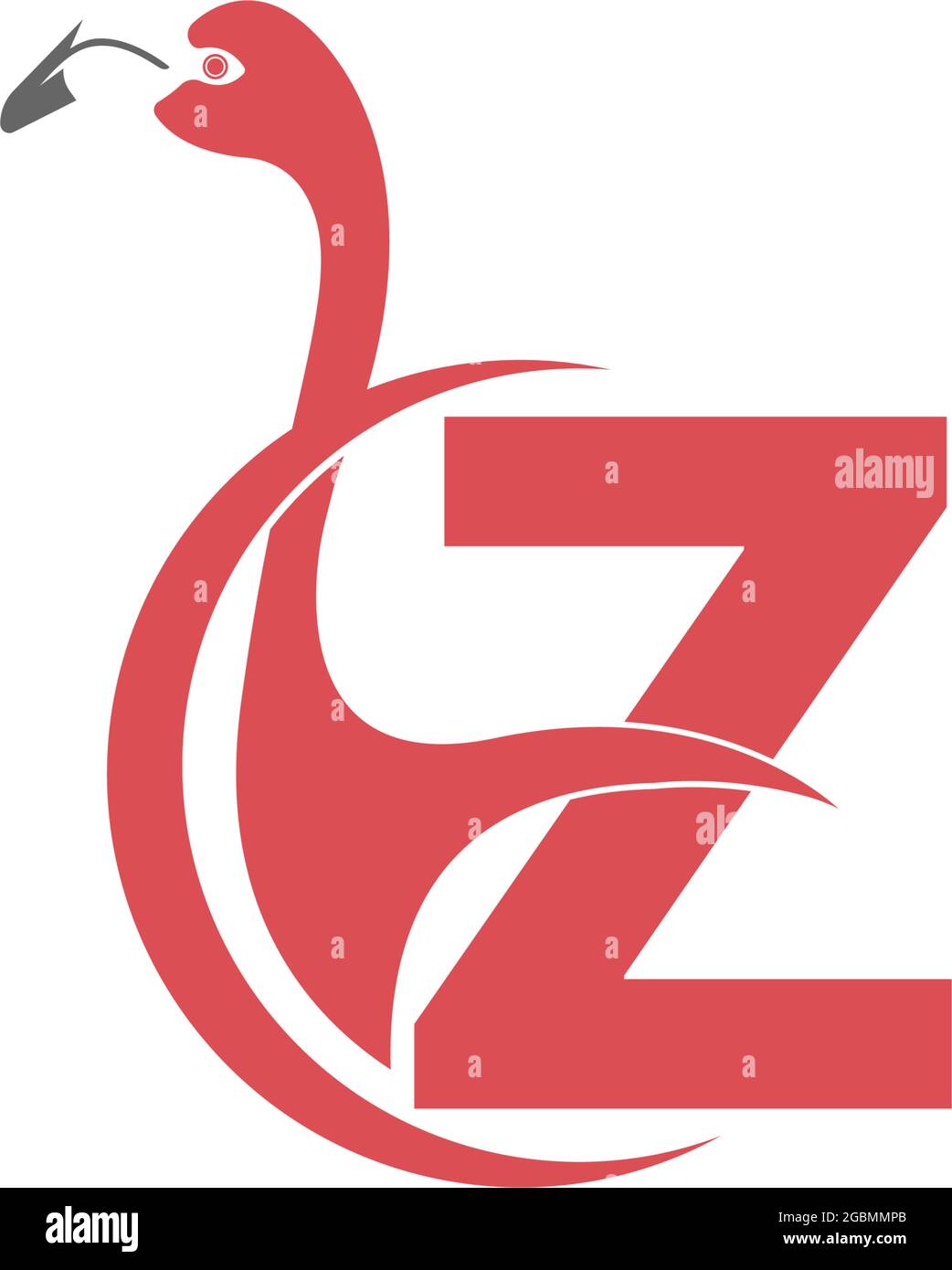 Letter Z with flamingo bird icon logo vector template Stock Vector ...
