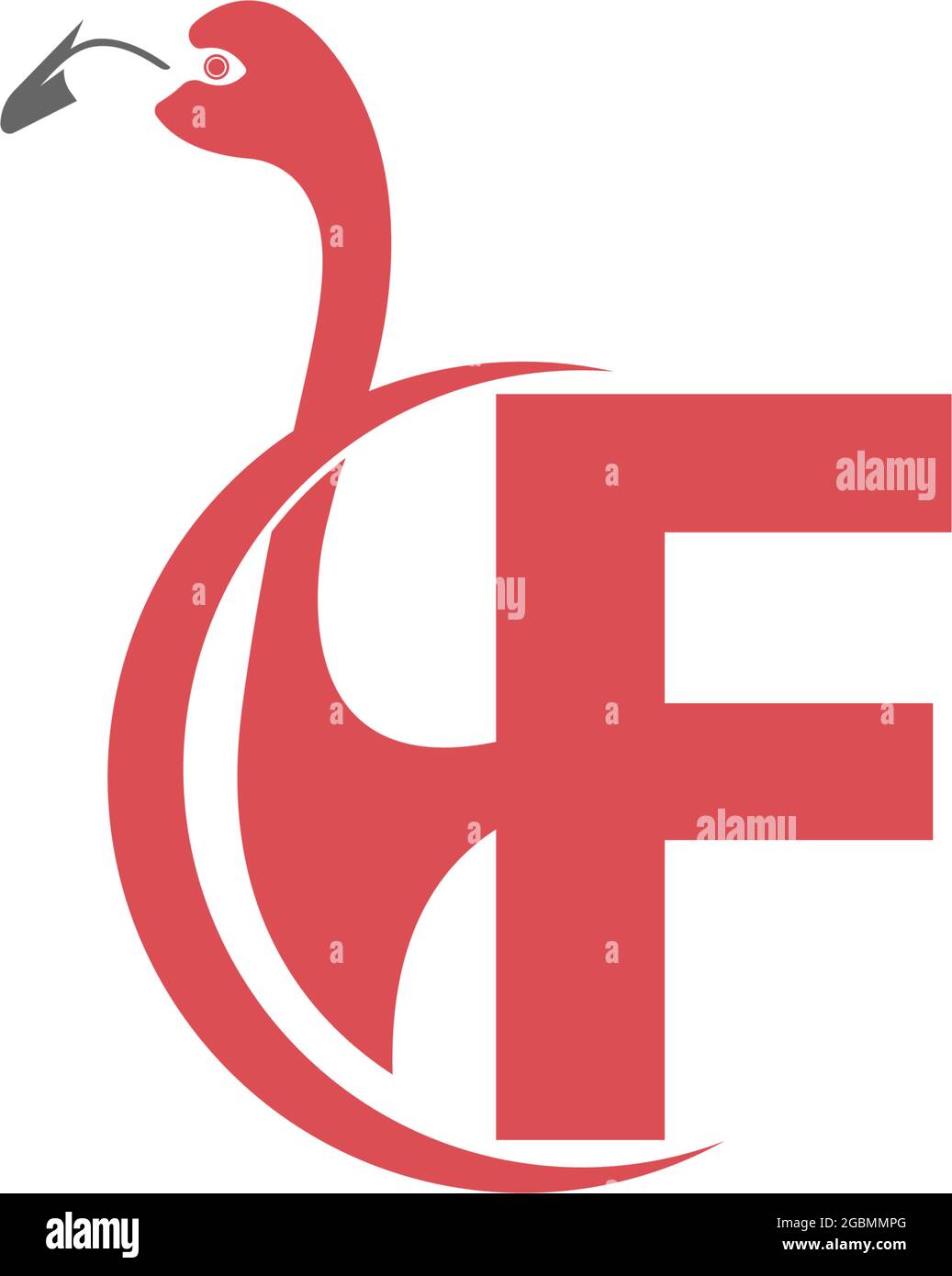 Letter F with flamingo bird icon logo vector template Stock Vector ...