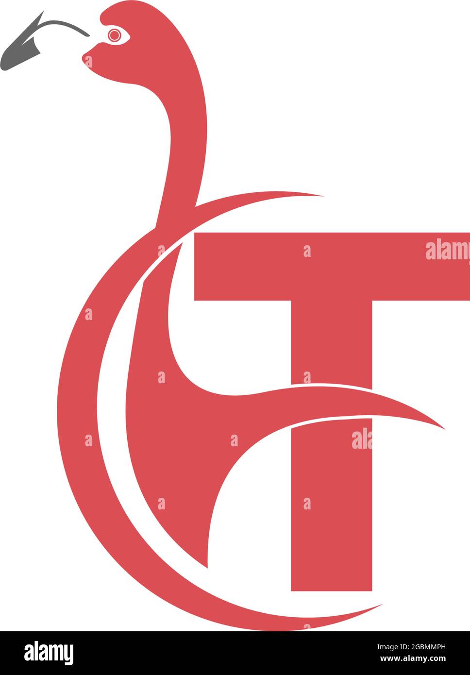 Letter T with flamingo bird icon logo vector template Stock Vector ...