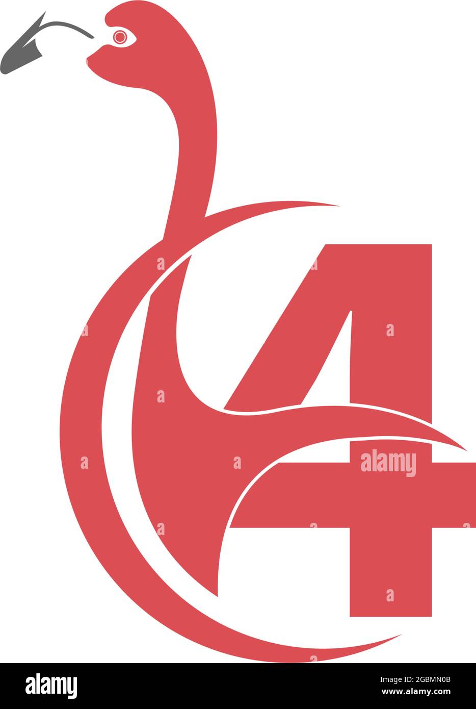 Number 4 with flamingo bird icon logo vector template Stock Vector ...