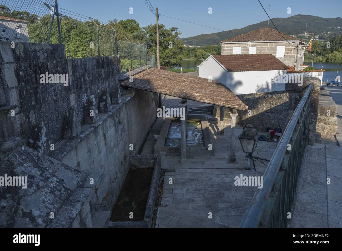 TUY, SPAIN - Jul 15, 2021: The old stone houses in Tuy in the province ...