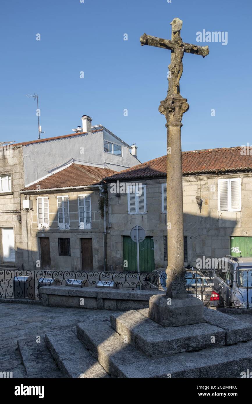 TUY, SPAIN - Jul 15, 2021: A cross in the city of Tuy, Spain Stock ...