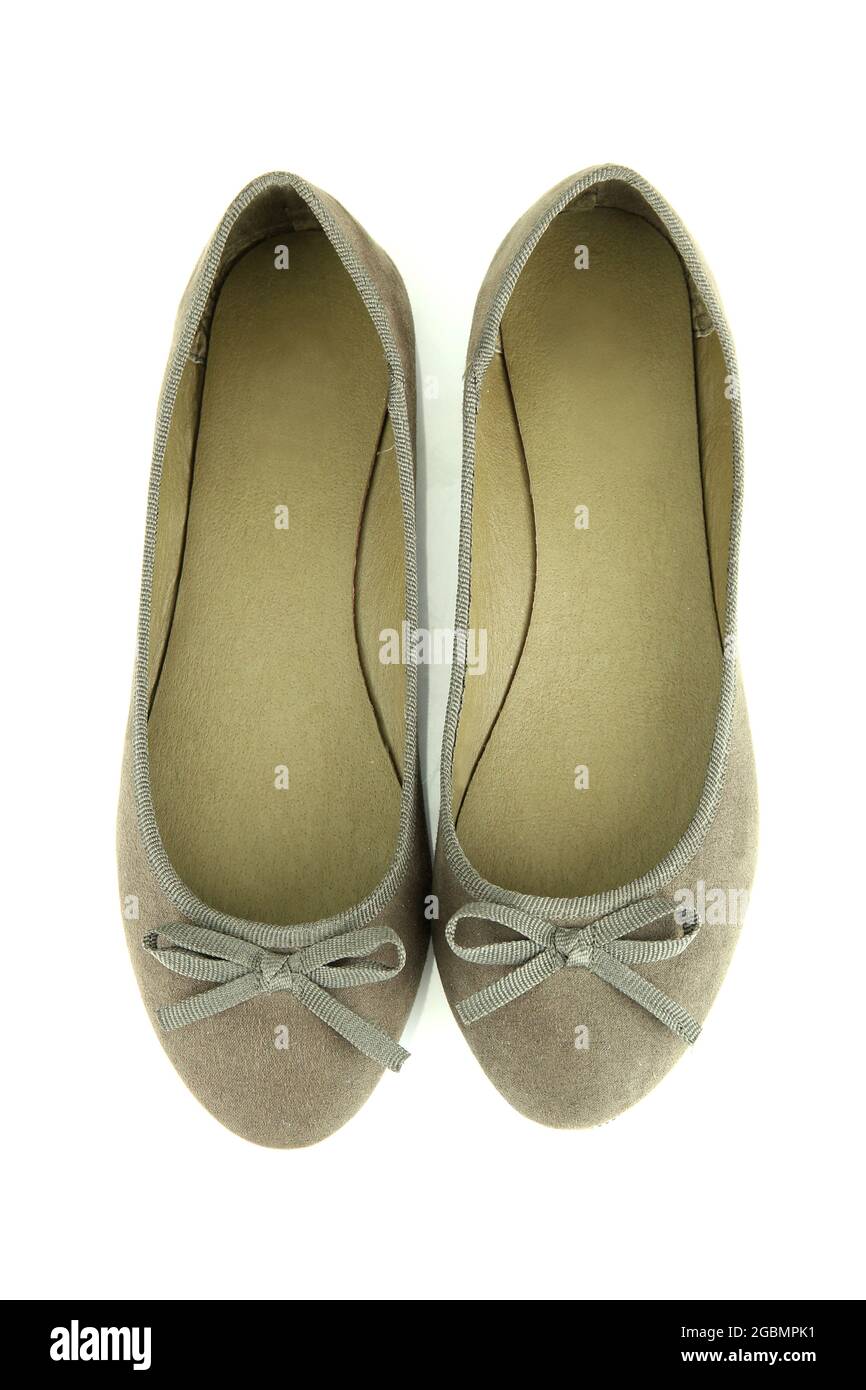 Pair of color female shoes isolated on white Stock Photo - Alamy