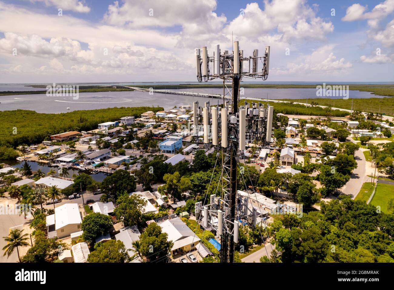 Cellular tower in the Florida Keys 4g 5g lte communication Stock Photo ...