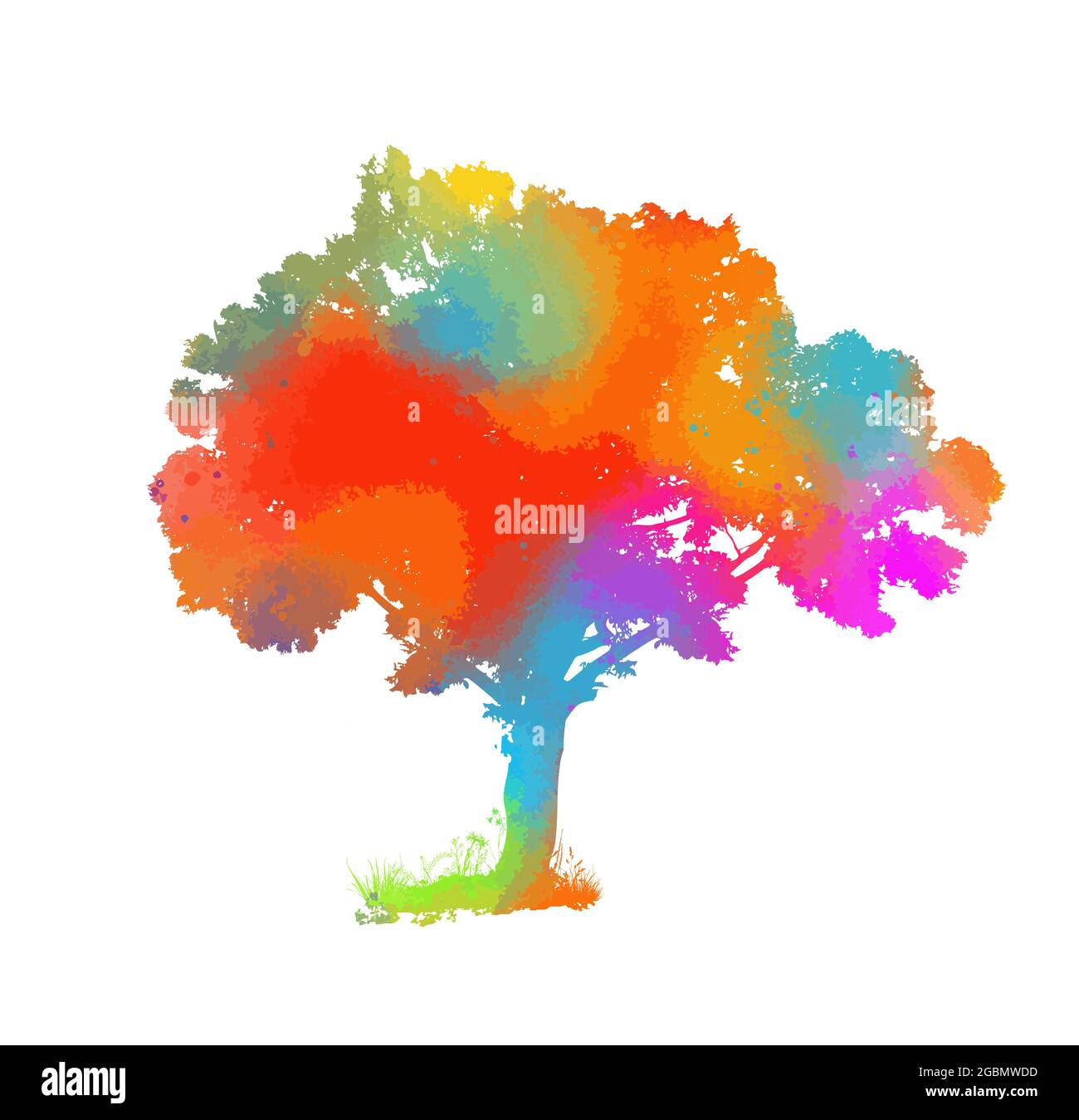 multicolored tree object. Mixed media. Vector illustration Stock Vector ...