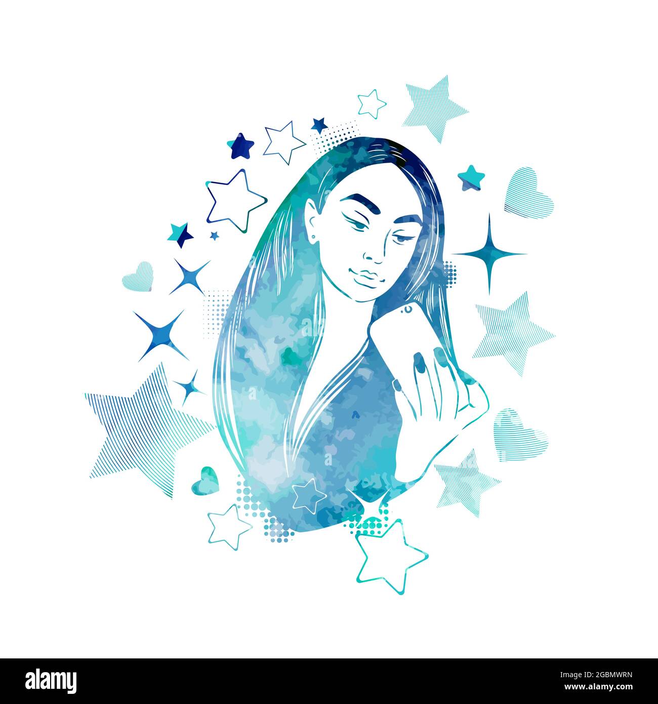 A Girl Takes A Selfie Vector Illustration Stock Vector Image And Art Alamy