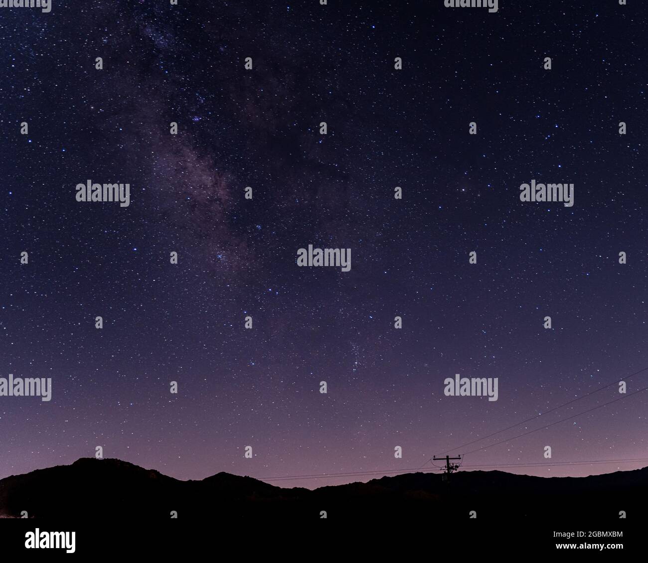 Beautiful view of a landscape under the night sky full of stars Stock ...