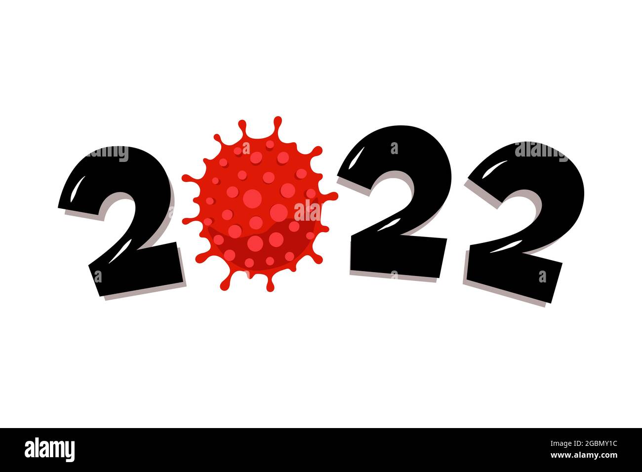 Happy New Year 2022 number with coronavirus COVID-19 epidemic icon ...