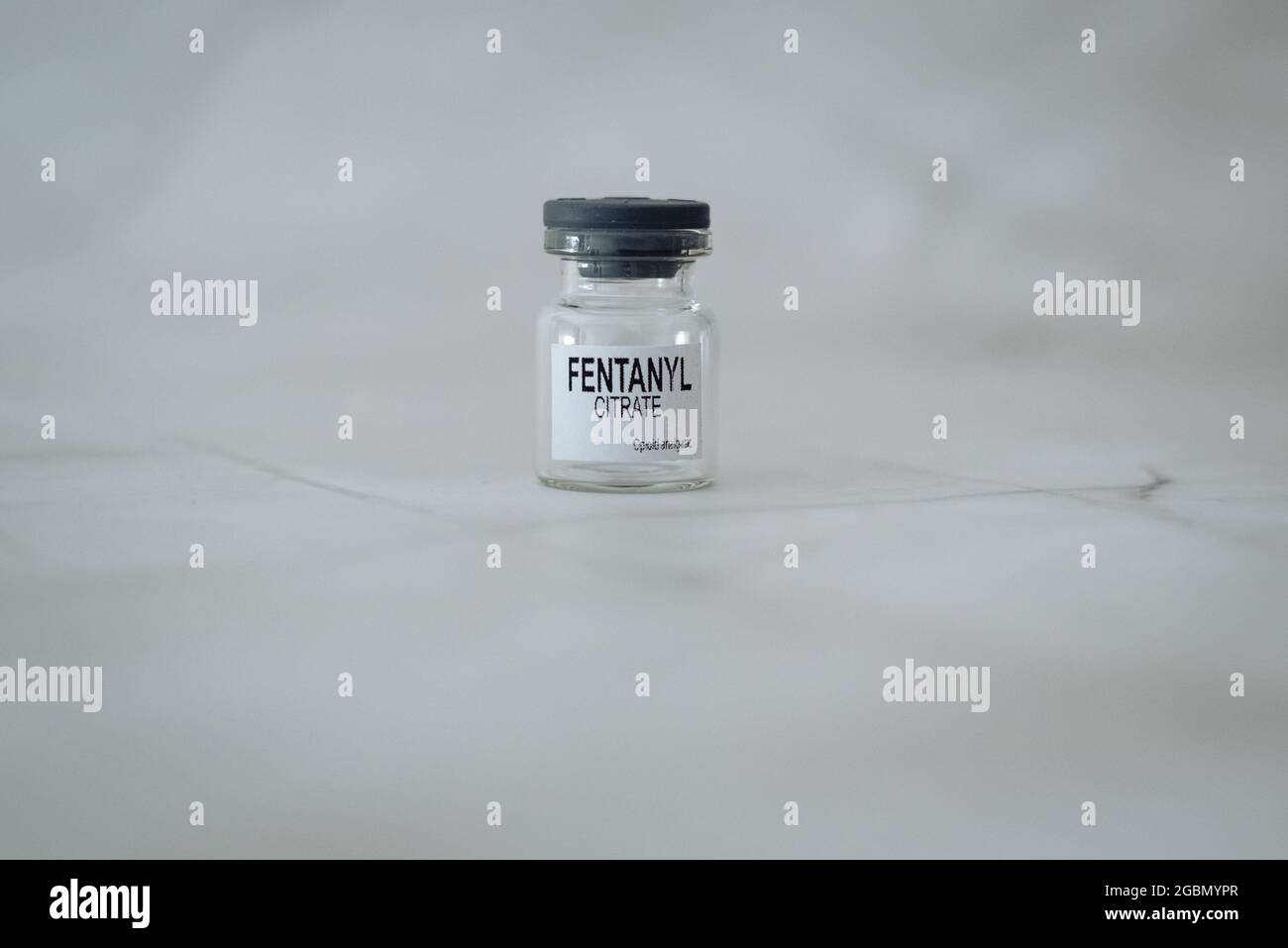 Fentanyl is a synthetic opioid narcotic used in medicine, vial isolated ...