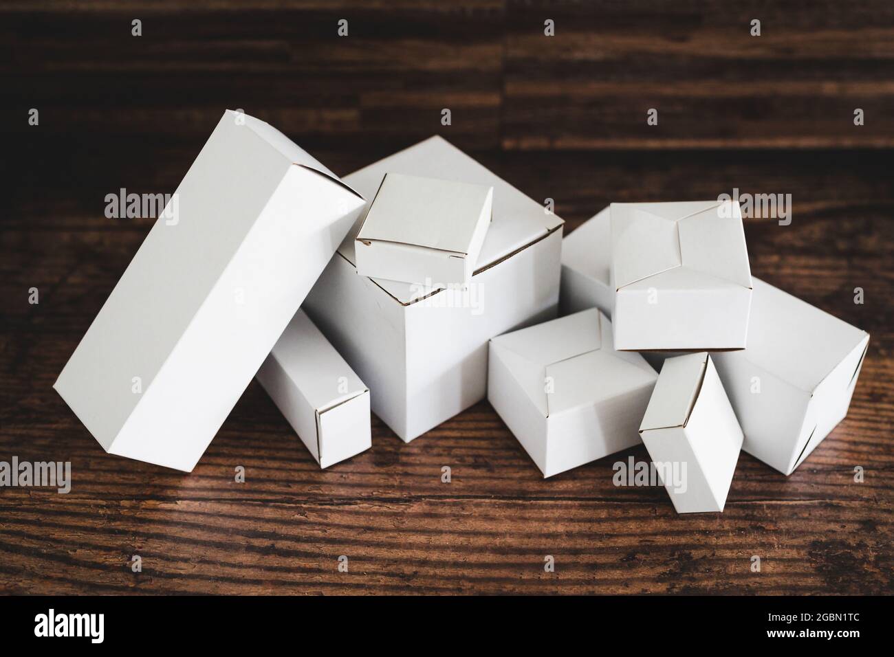 shipping industry and online shopping concept, group of white plain ...