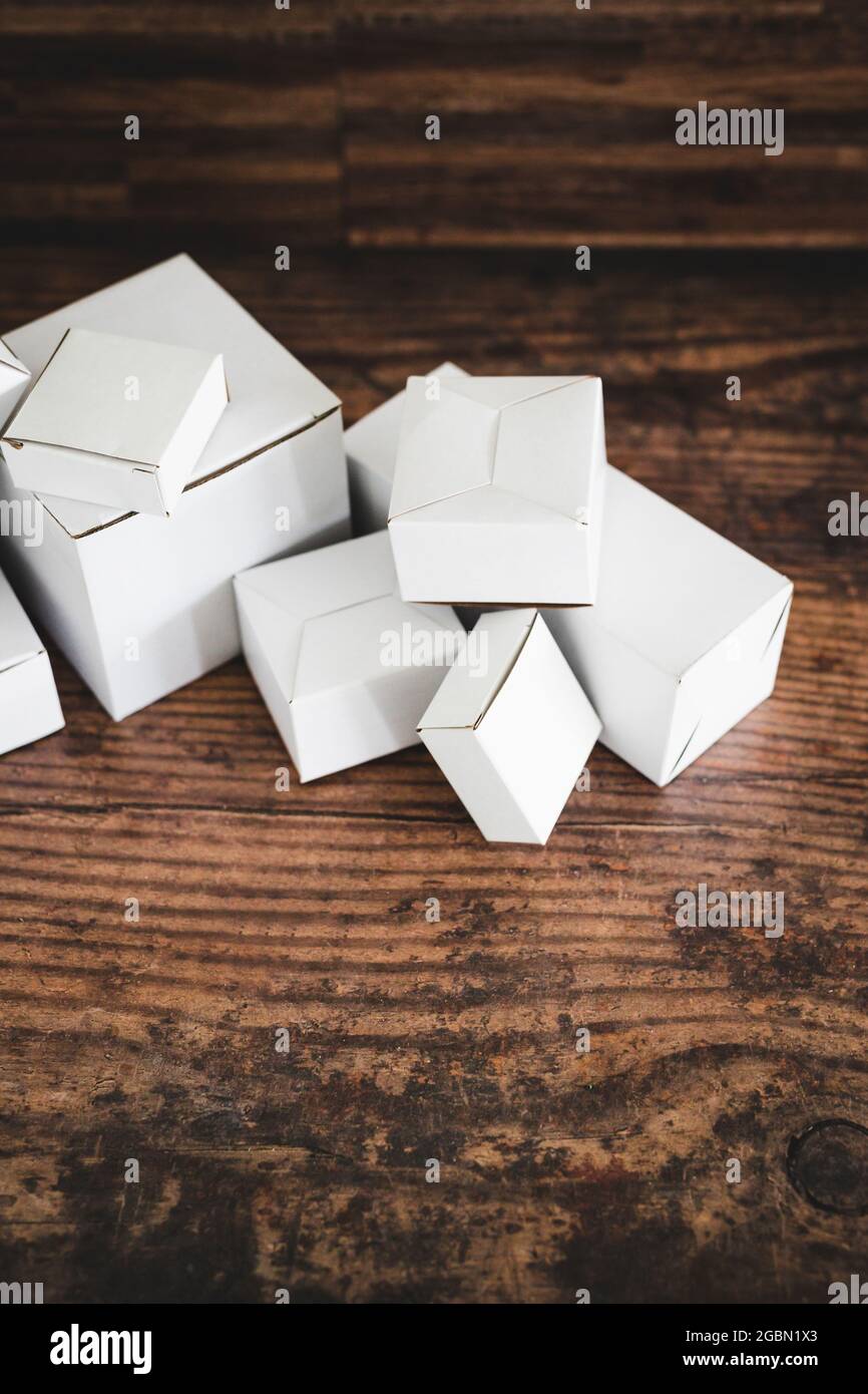 shipping industry and online shopping concept, group of white plain ...