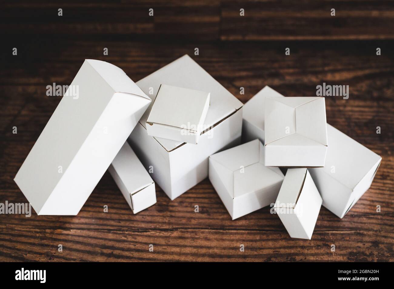 shipping industry and online shopping concept, group of white plain ...