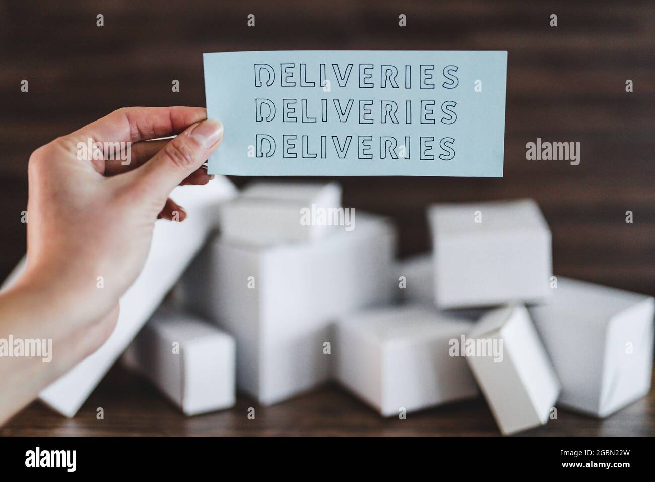 shipping industry and online shopping concept, group of white delivery ...