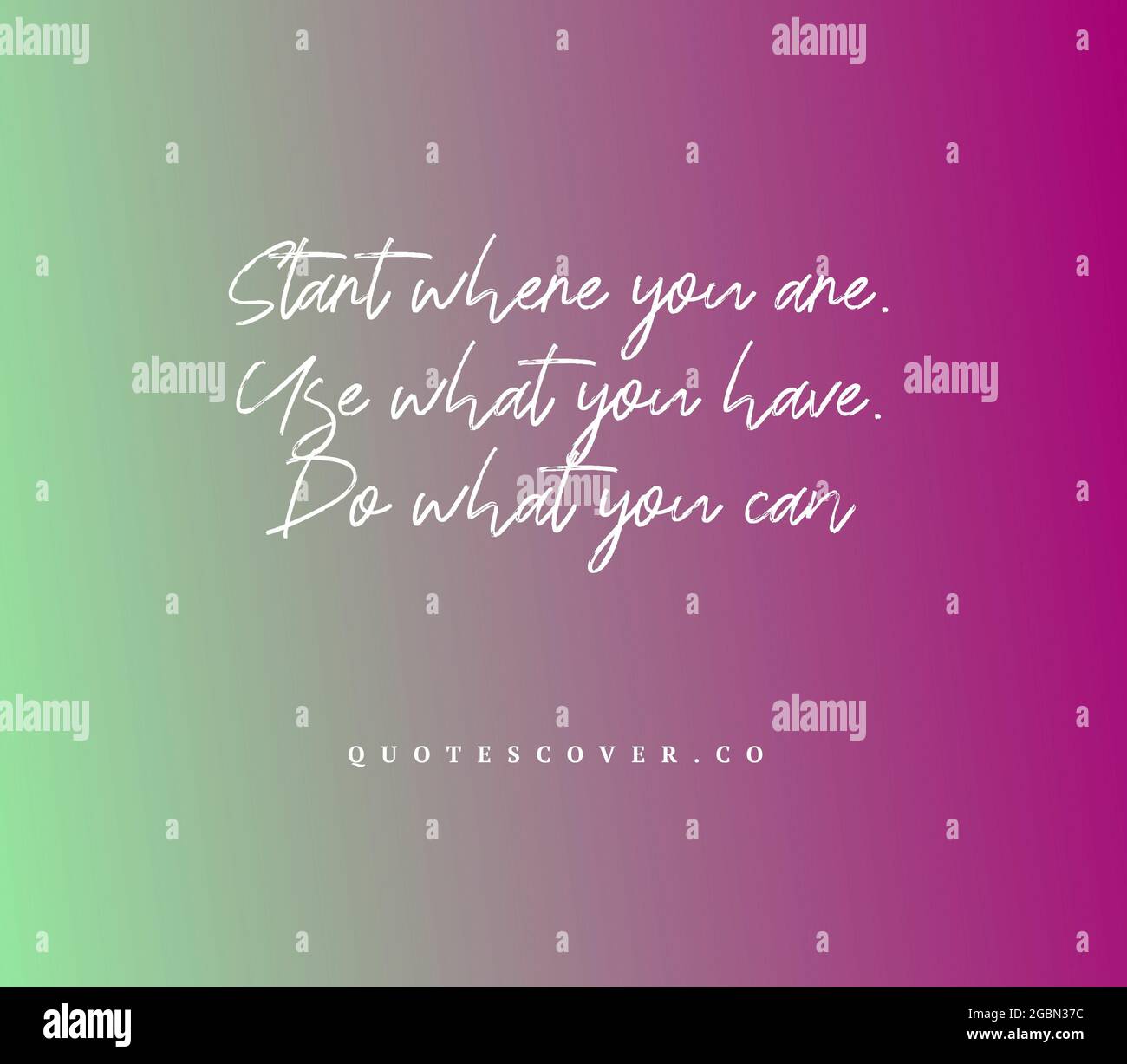Inspirational motivation quote on a purple and green background Stock ...