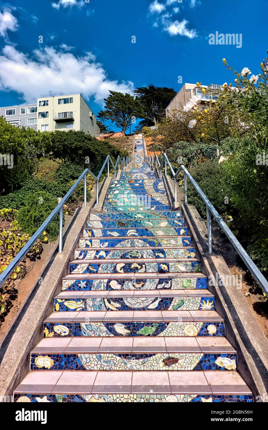 The 16th Avenue tiled steps, San Francisco, California, U.S.A Stock ...