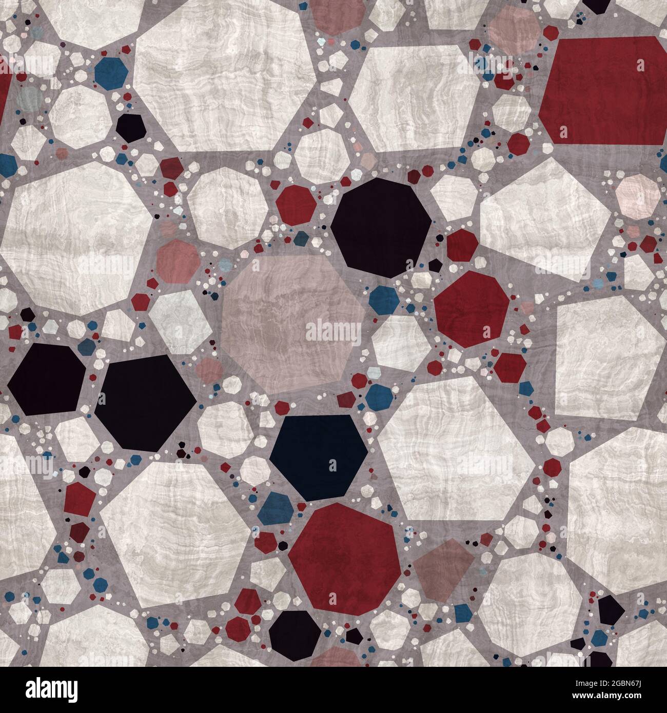 Seamless red white and blue pattern of packed polygons with overlay ...