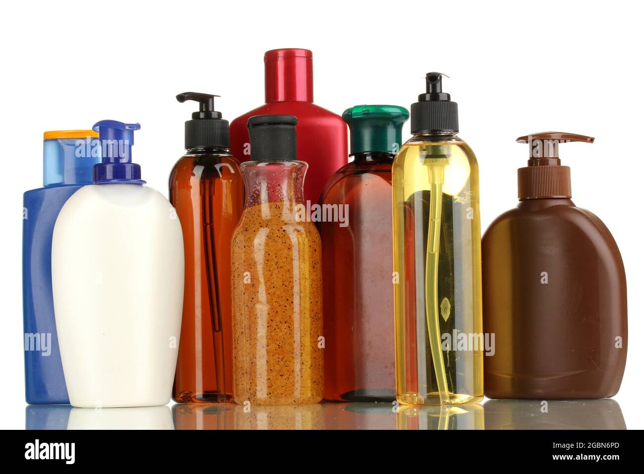 A lot of different cosmetic products for personal care isolated on ...