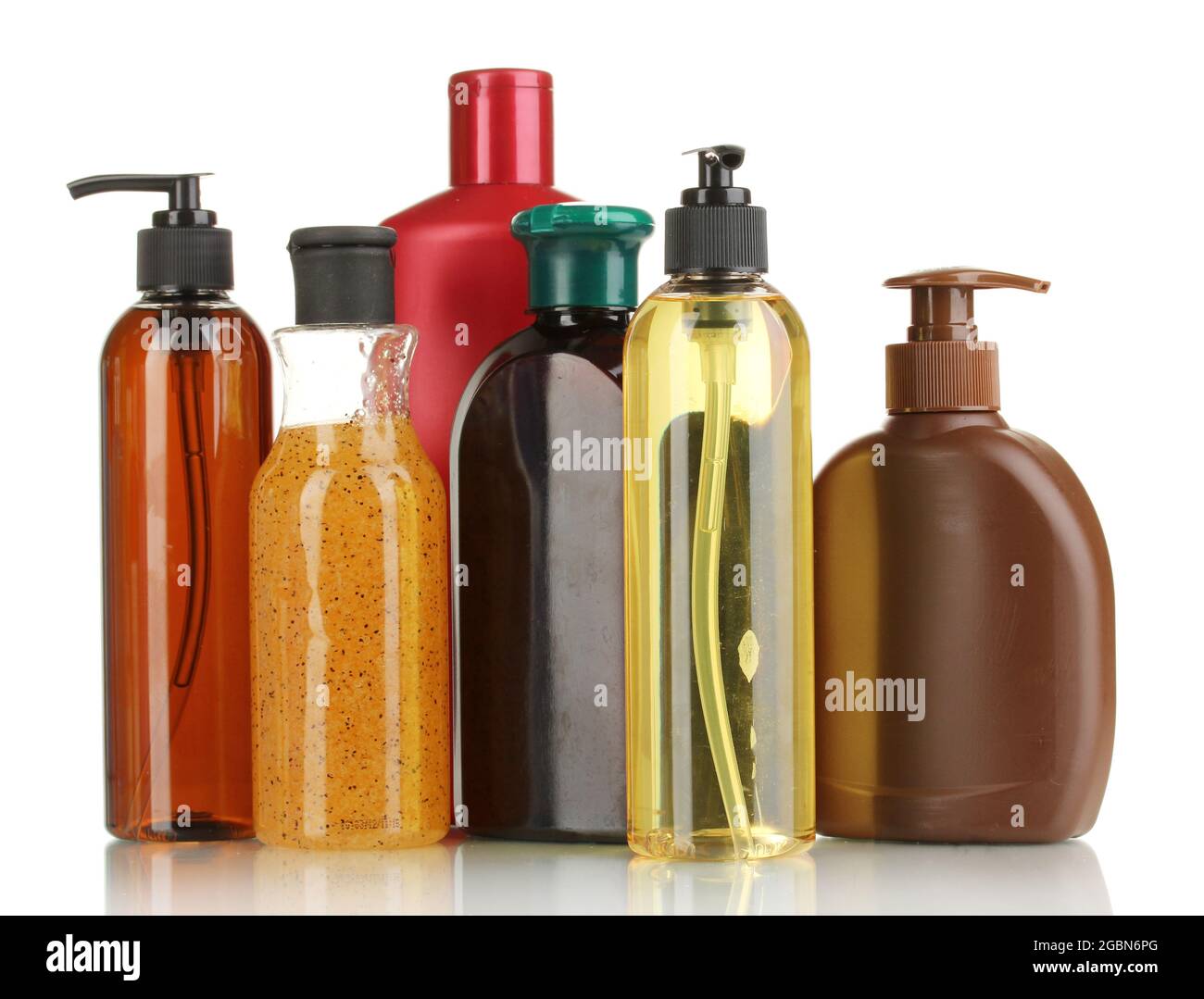 A lot of different cosmetic products for personal care isolated on ...