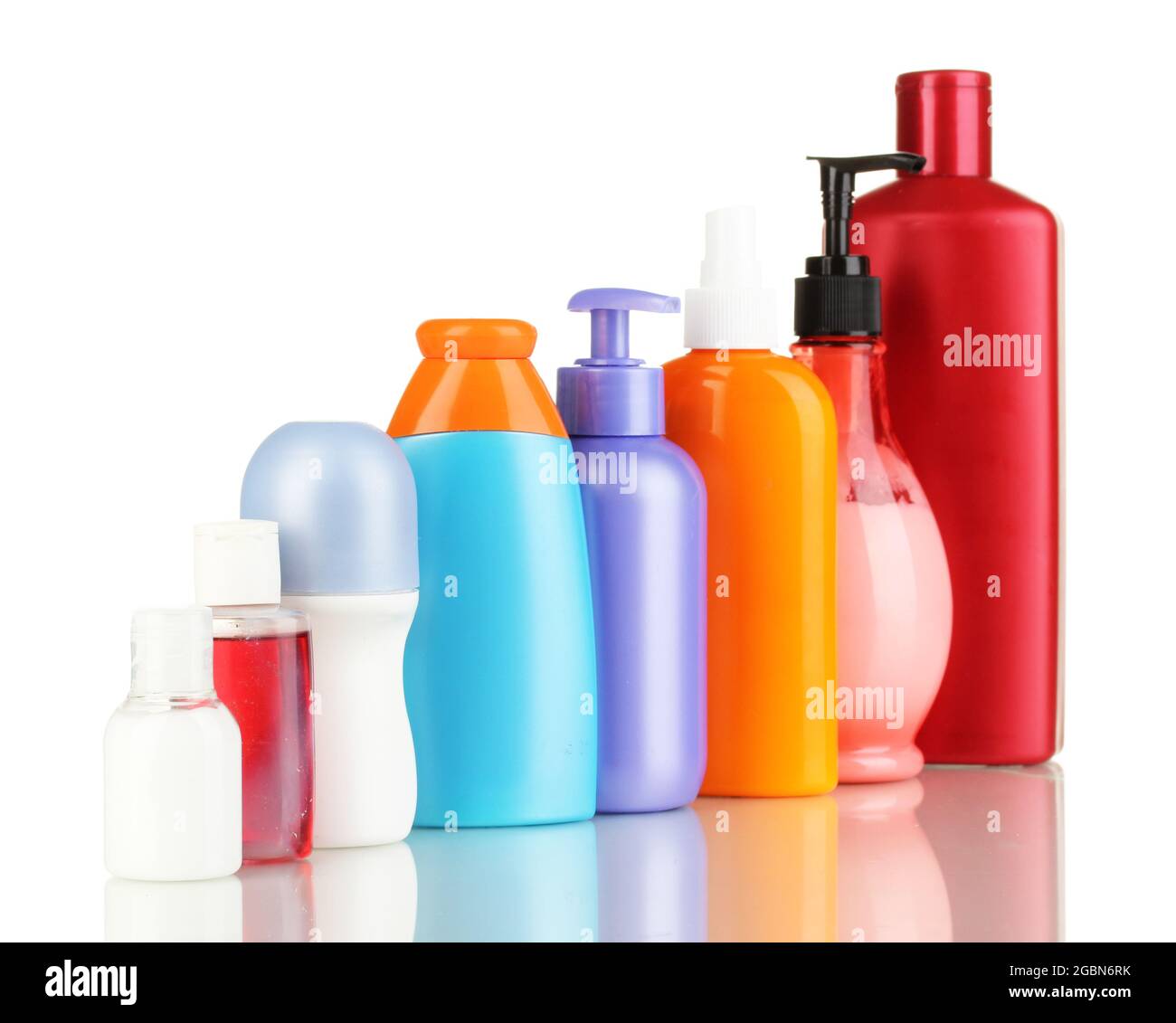 A lot of different cosmetic products for personal care isolated on ...