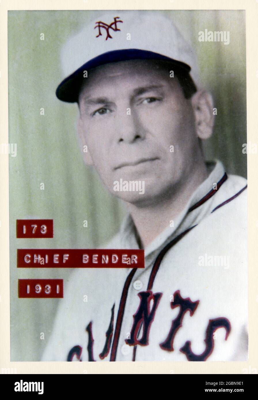 Vintage baseball card/ photo of Chief Bender, a Native American player photographed with the New ...