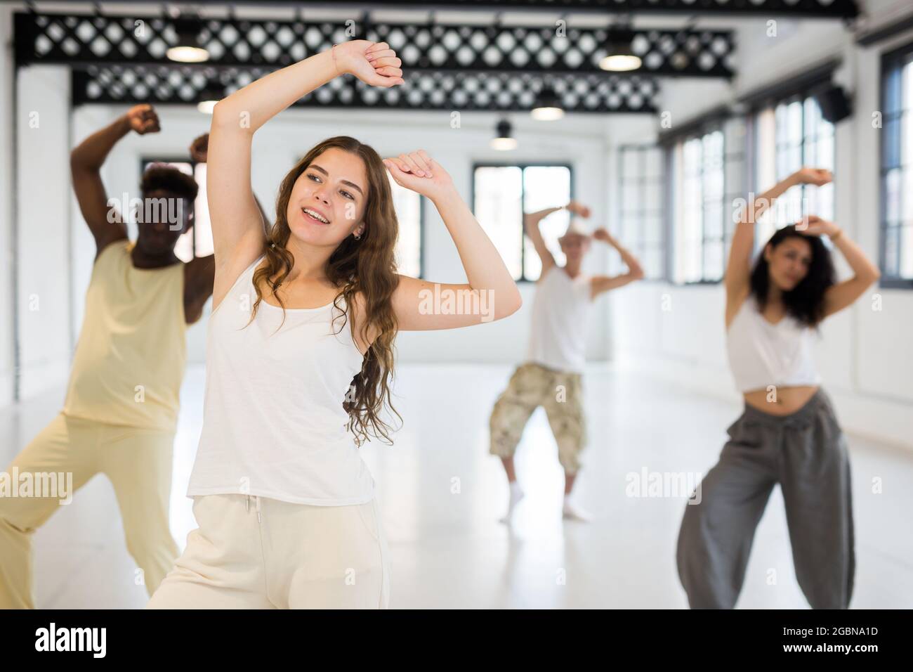 Dancers training modern dance movements Stock Photo - Alamy