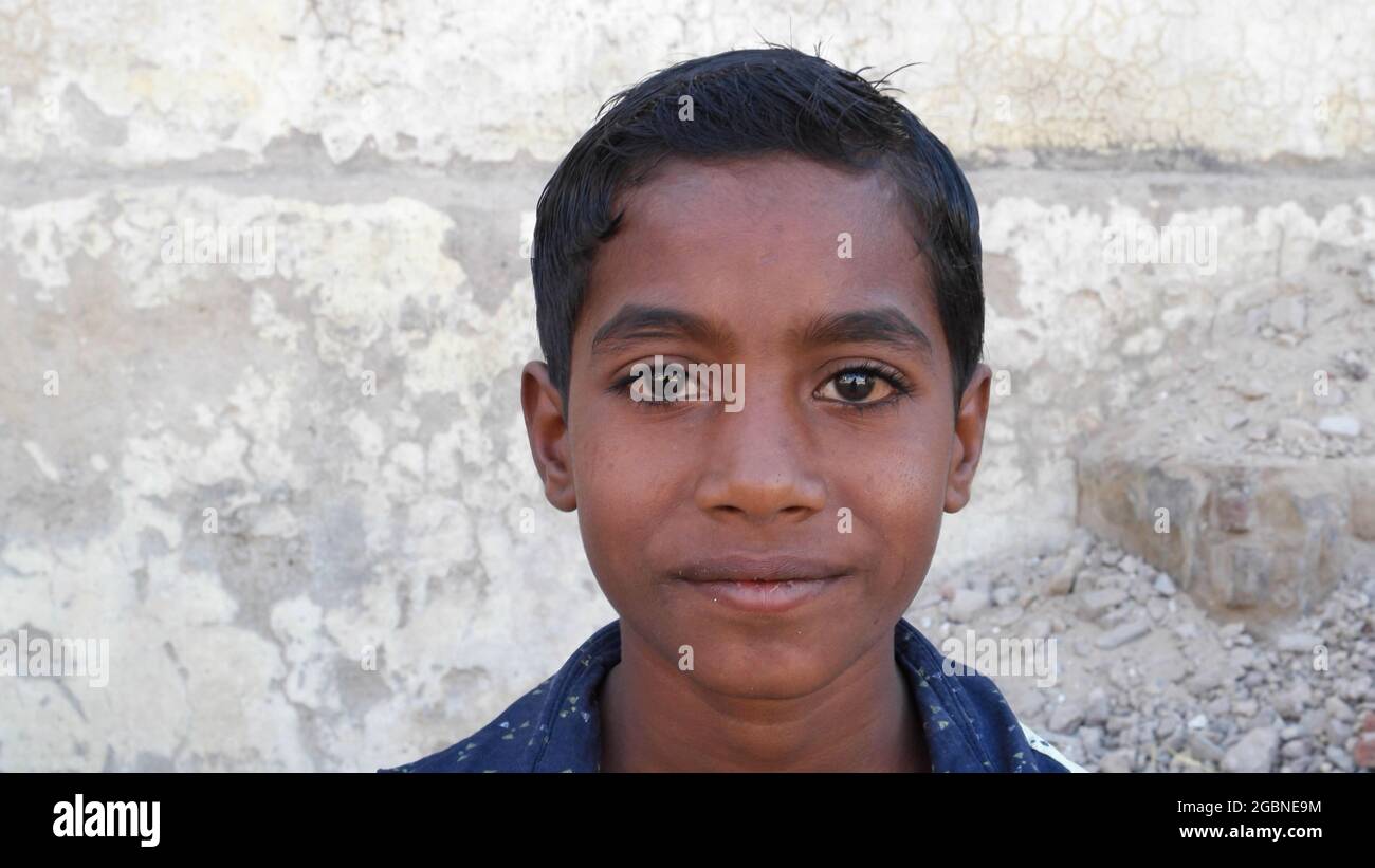 Cute happy kid standing outdoor Stock Photo - Alamy