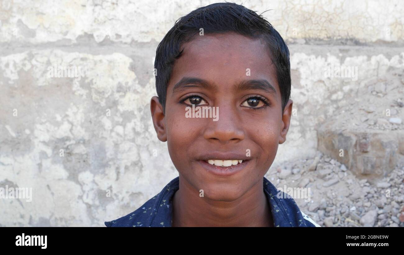 Cute happy kid standing outdoor Stock Photo - Alamy