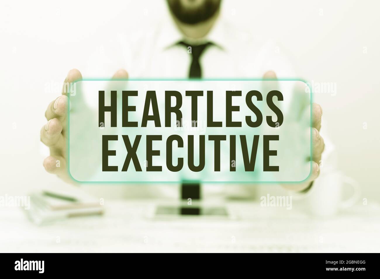 Hand writing sign Heartless Executive. Business idea workmate showing a ...