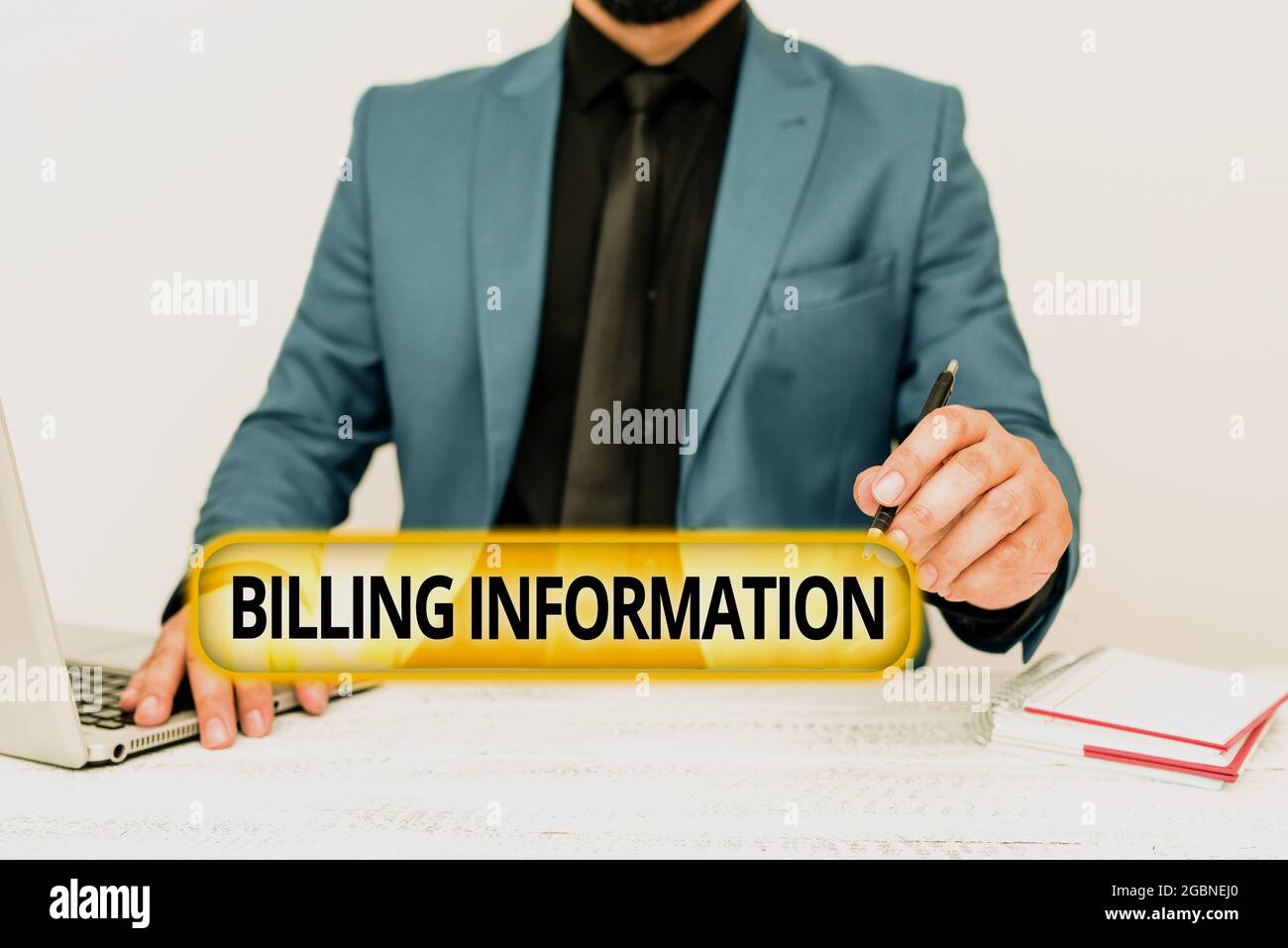 Hand writing sign Billing Information. Business idea address connected ...