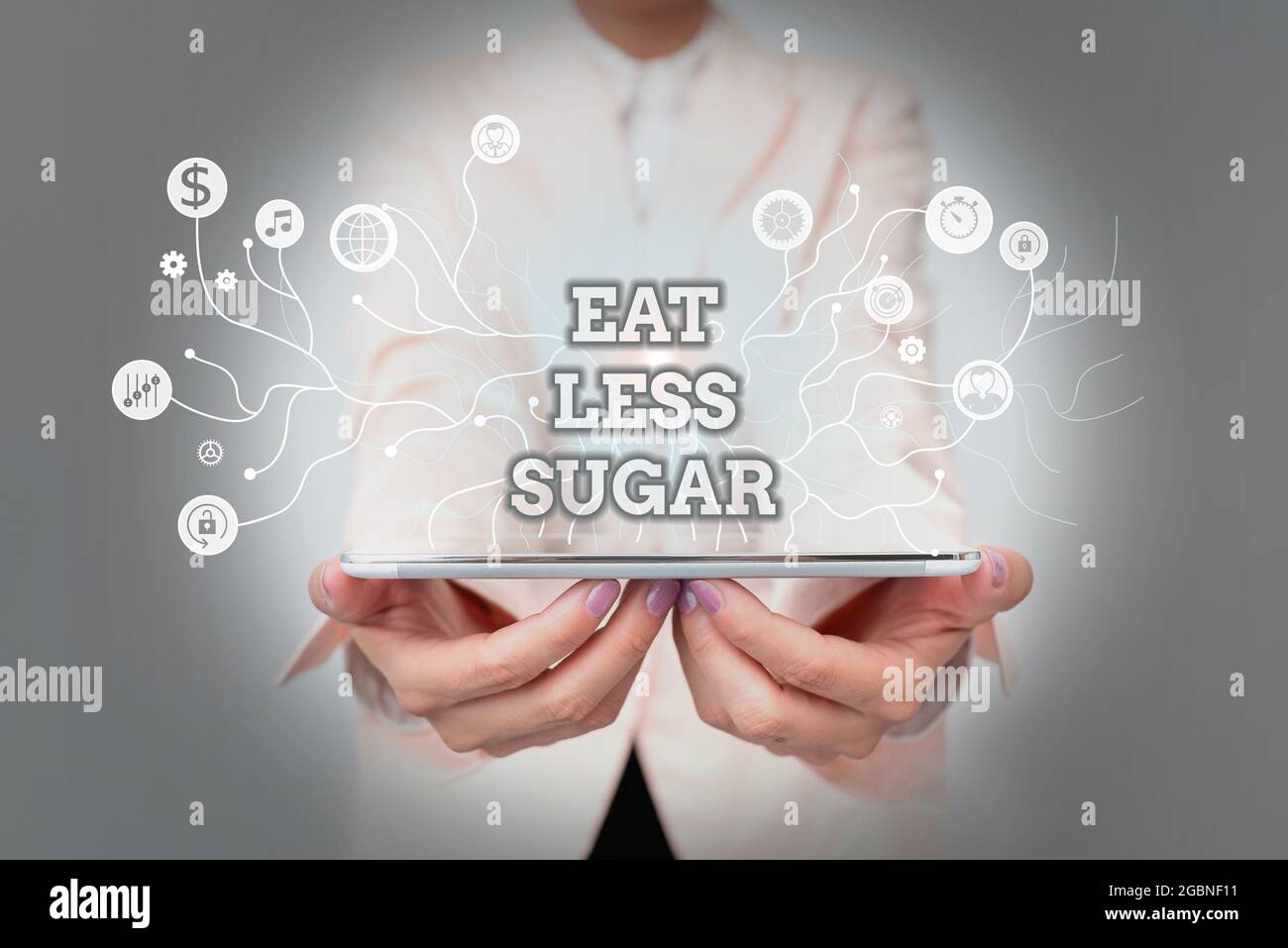 Handwriting text Eat Less Sugar. Word for reducing sugar intake and ...