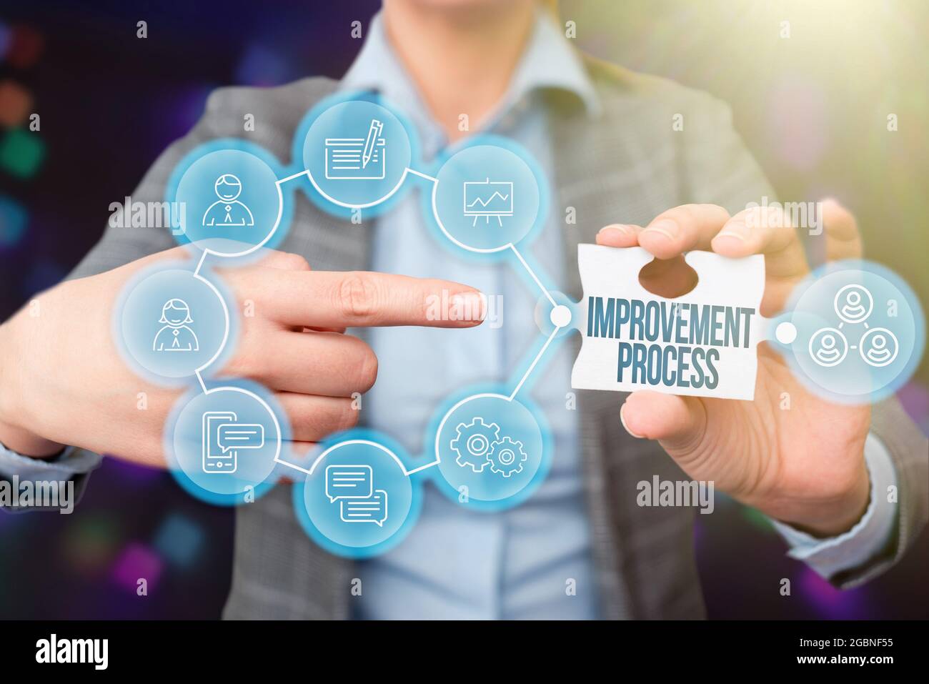 Text caption presenting Improvement Process. Word for Ongoing effort to ...