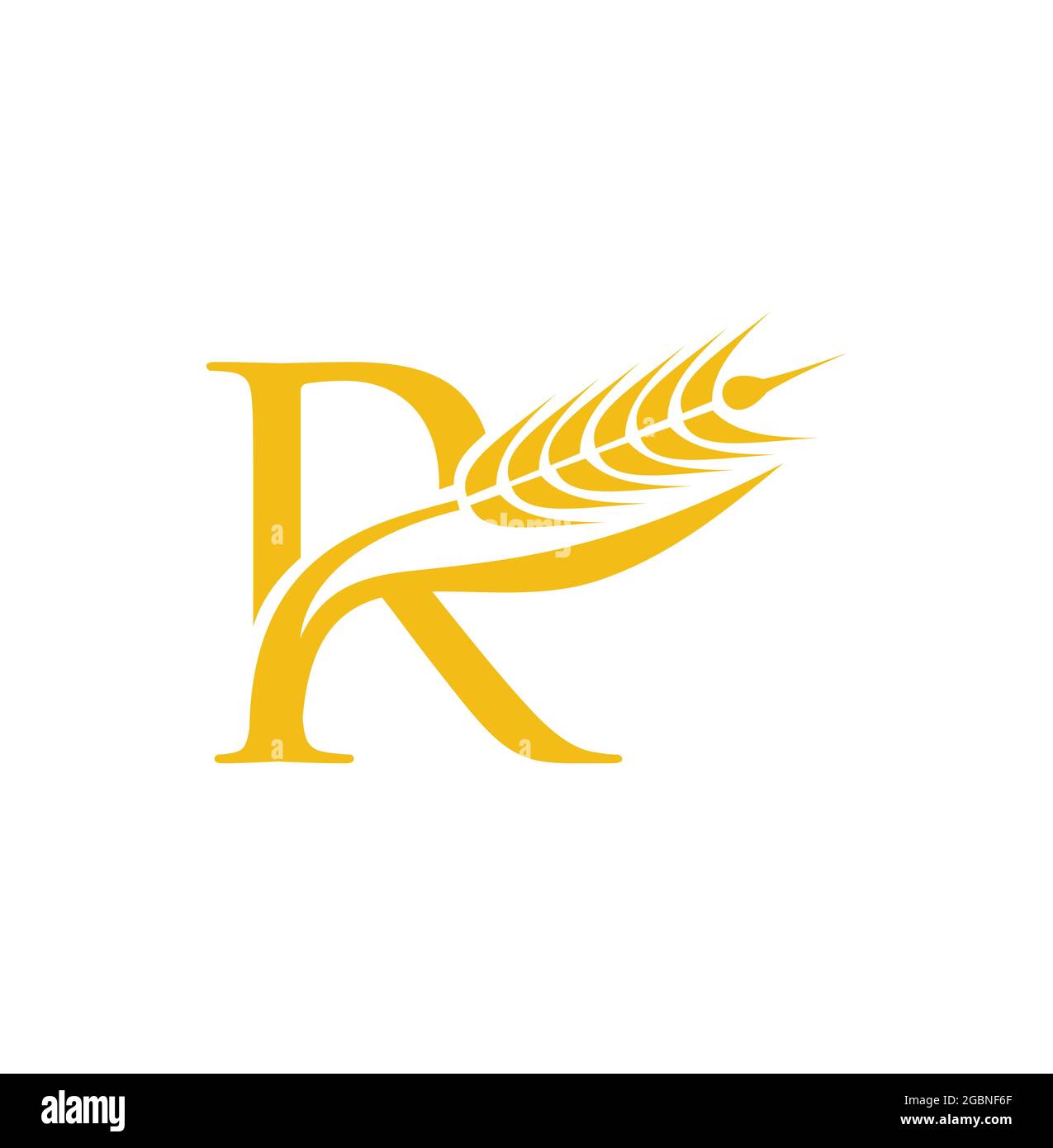 A vector Illustration Logo of Wheat Grain Initial Letter Stock Vector ...