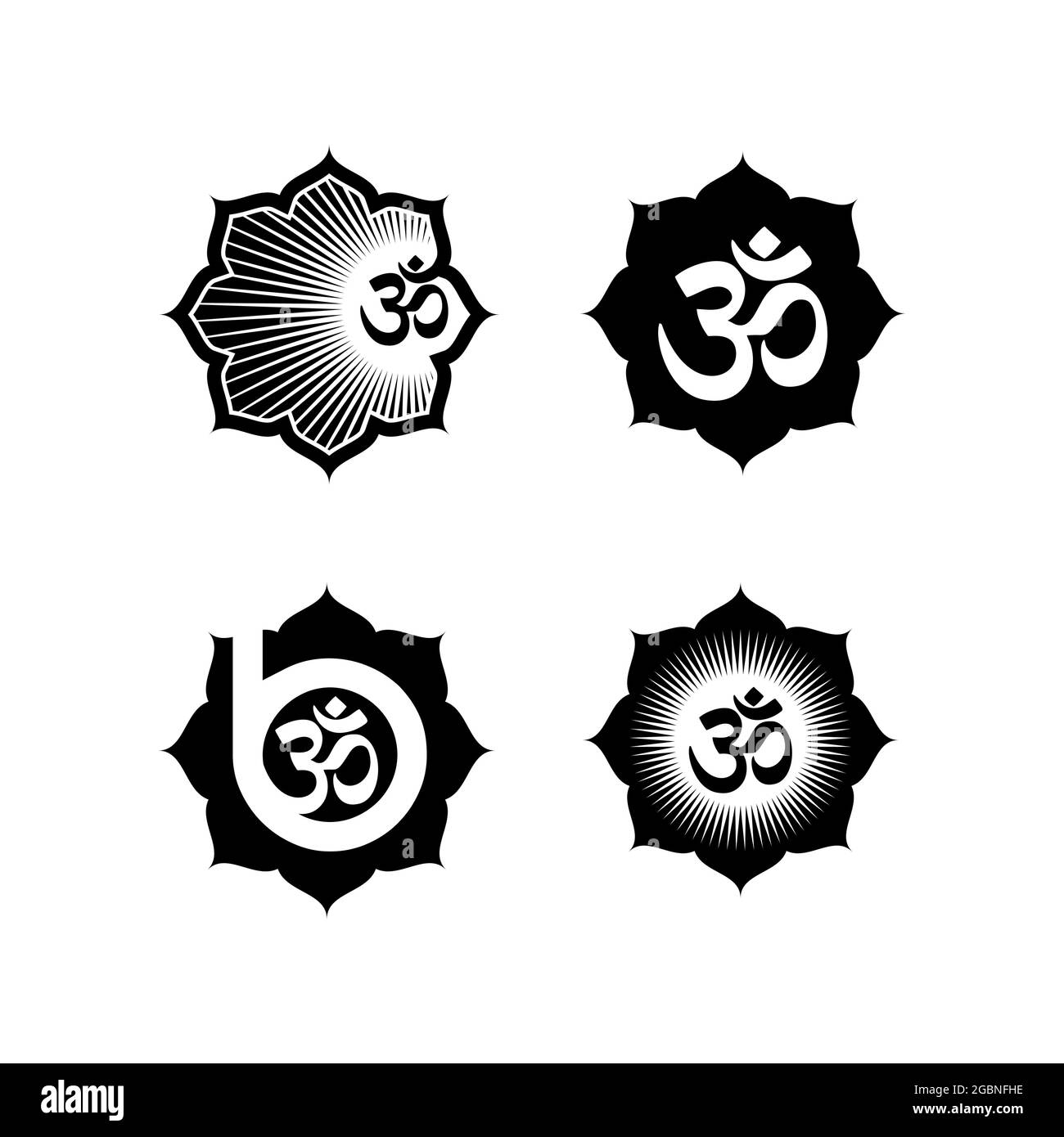 A set of Om Symbol Logo Sign vector Illustration Stock Vector Image ...