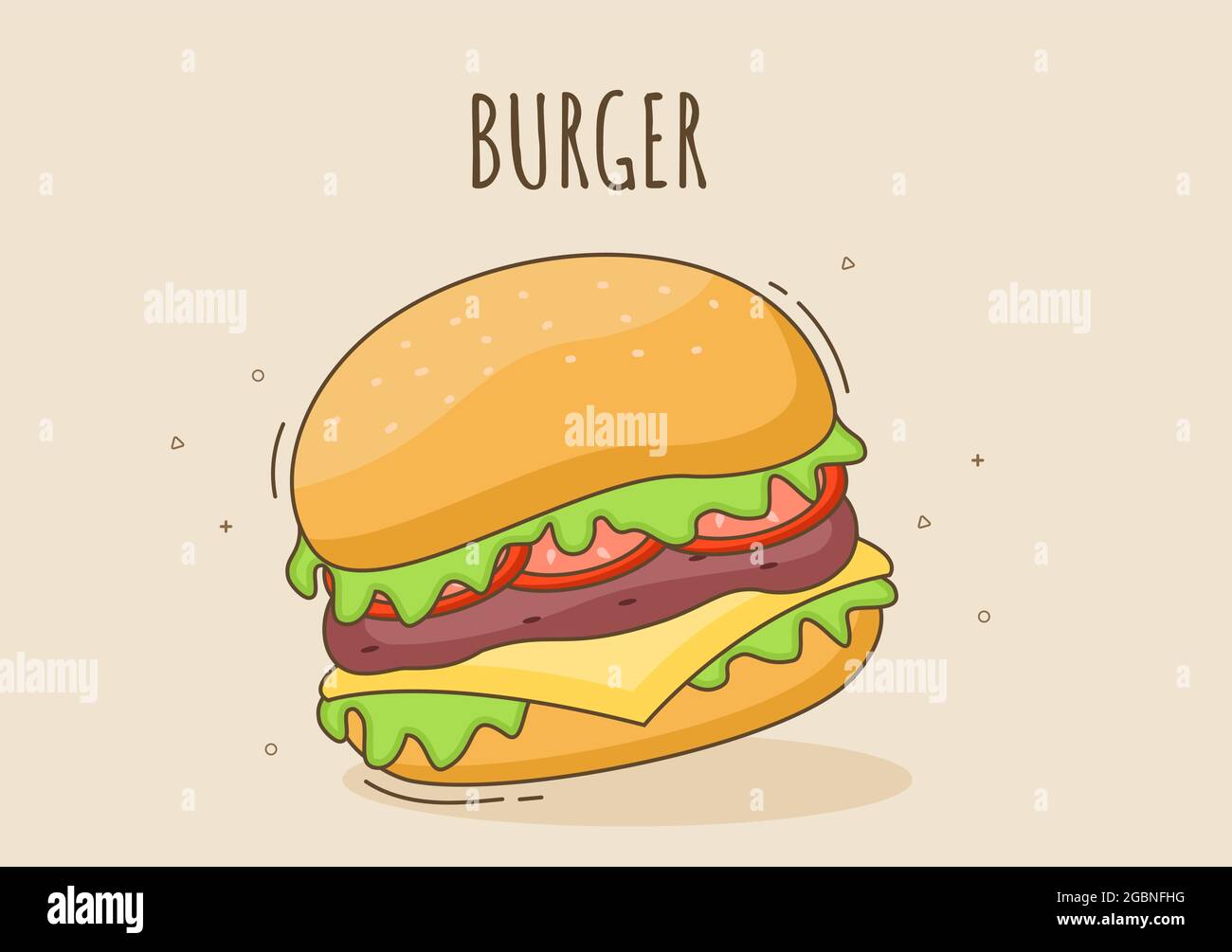 Cute Burger Fast Food Background Vector Illustration With Refreshing ...