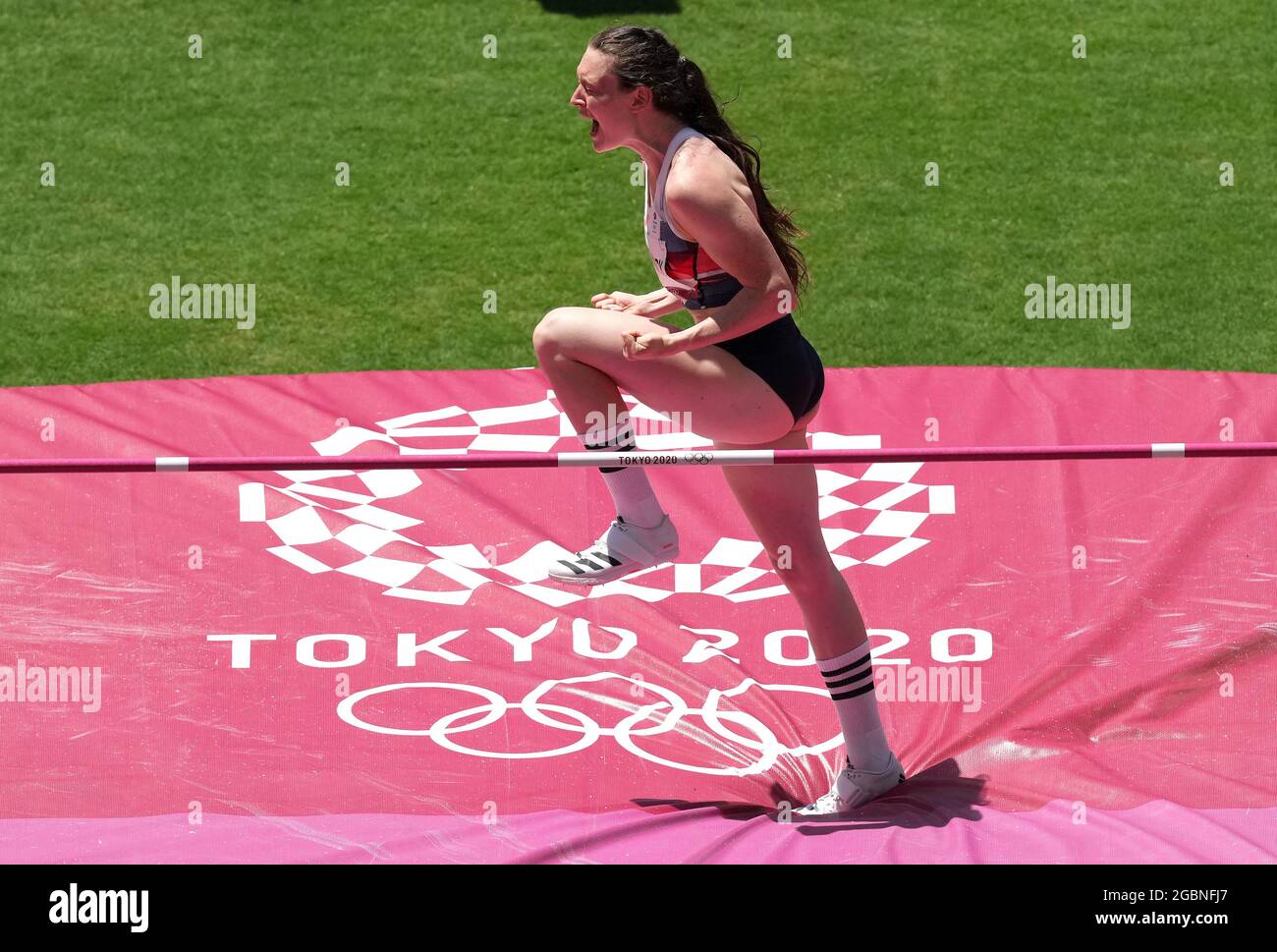 Great Britain's Emily Borthwick clears the 1.93m bar during the Women's ...