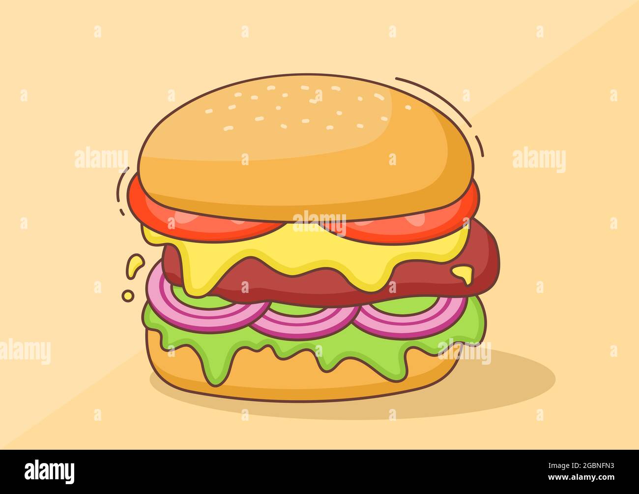 Cute Burger Fast Food Background Vector Illustration With Refreshing ...