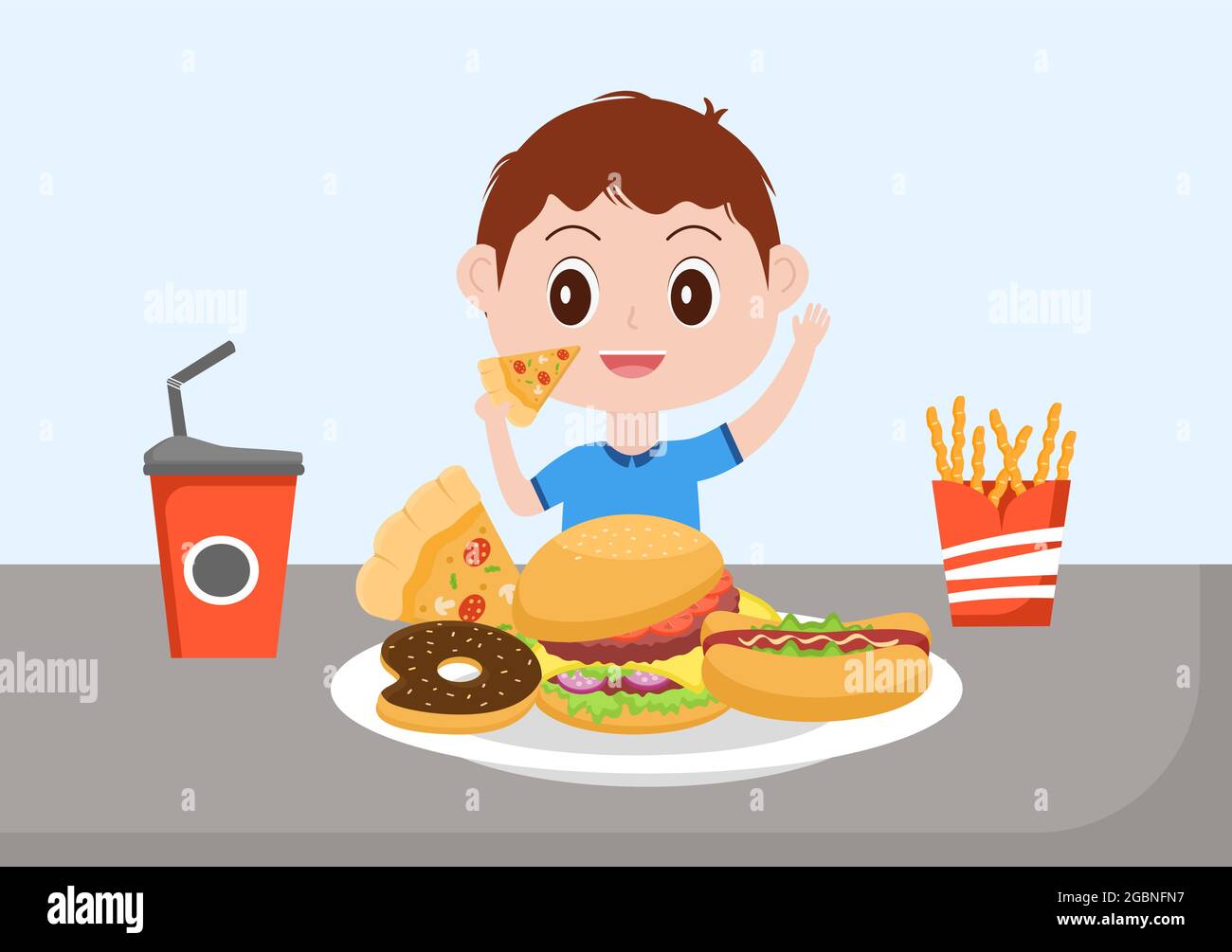 Child eating healthy foods Stock Vector Images - Alamy