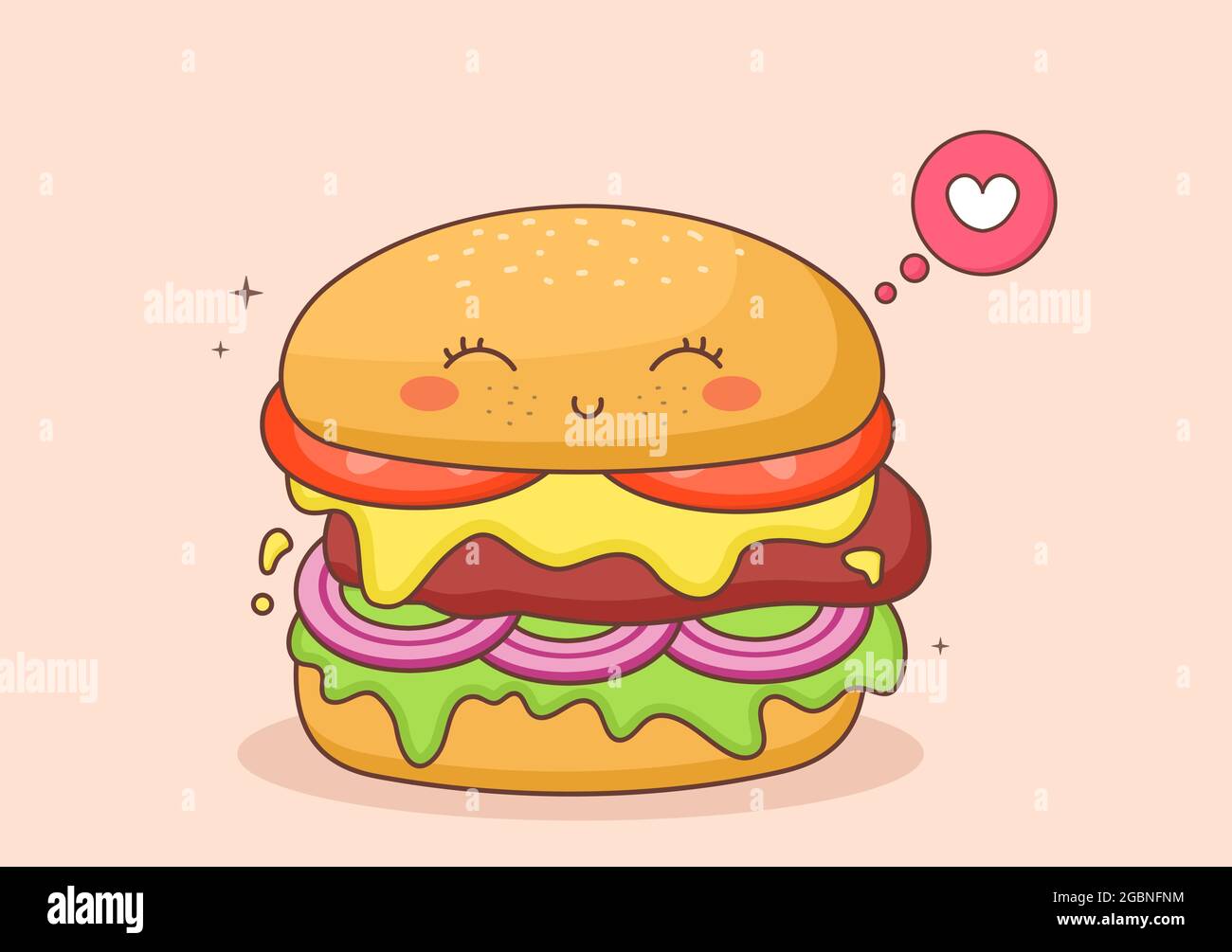 Cute Burger Fast Food Background Vector Illustration With Refreshing ...