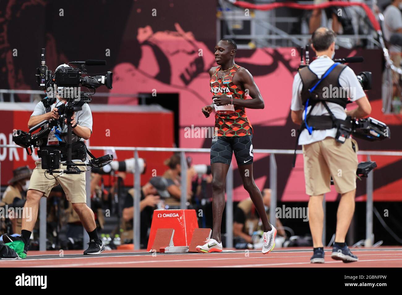 Tokyo, Japan. 4th Aug, 2021. KORIR Emmanuel Kipkurui (KEN) celebrates ...