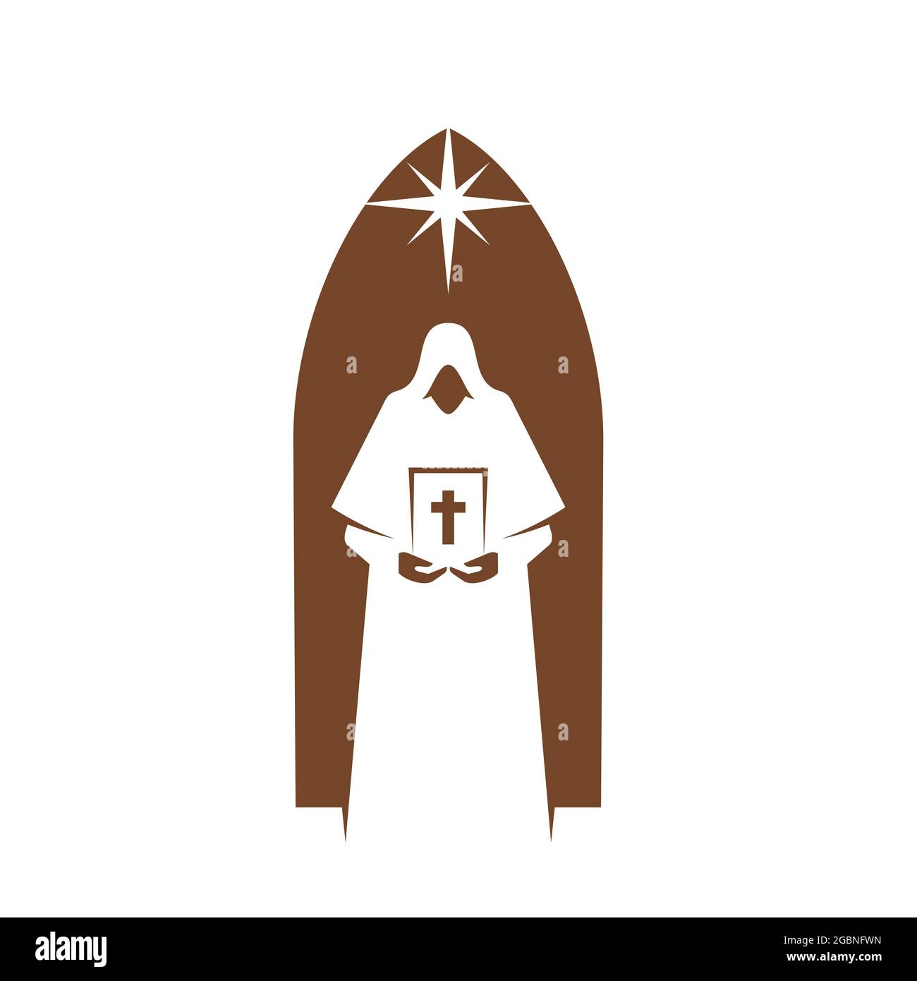 Christianity religion icon of priest with Bible, vector religious ...