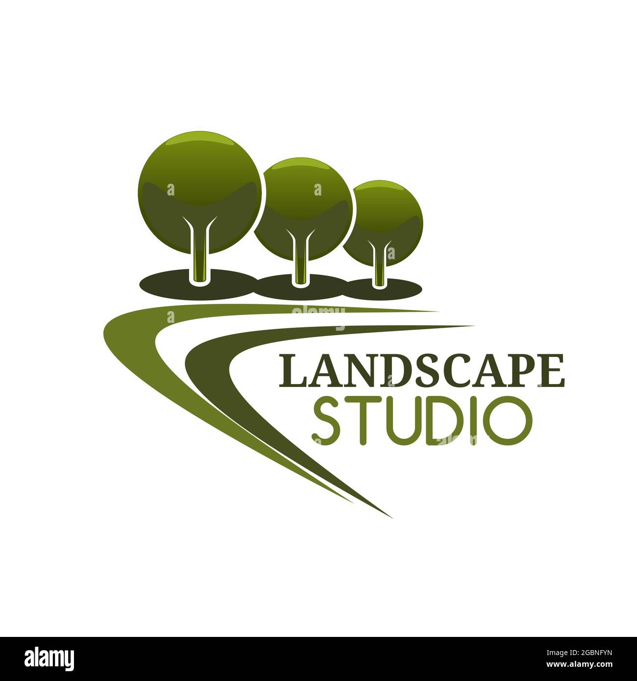 Landscape design service icon, gardens landscaping service vector ...