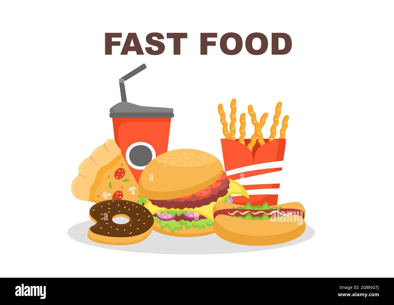Set of Fast food Background Vector Illustration With Foods For Burger ...